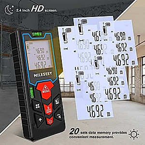Laser Measure 130ft, MiLESEEY S2H Laser Tape Measure with 2 Bubble Levels, ±1/16IN Accuracy, Laser Measurement Tool for Area Measurement,Volume and Pythagoras, 2" LCD Backlit Laser Distance Measure