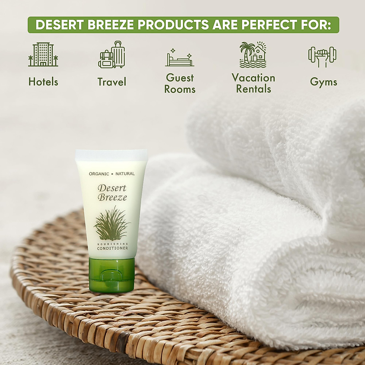 Desert Breeze Conditioner, Travel Size Hotel Toiletries, 1 oz. Flip Cap (Case of 20)