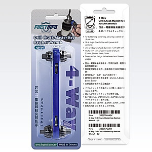 FIRSTINFO H5164 4-in-1Drill Chuck Key Ratchet Wrench- 1/4” Chuck with 6mm, 3/8” Chuck with 5.5mm, 1/2” Chuck with 5.8mm, 1/2” Chuck with 7mm -H5164