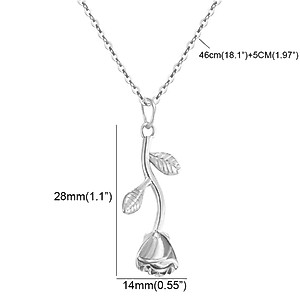 Jude Jewelers Stainless Steel Rose Flower Style Statement Pendant Party Necklace (Silver)