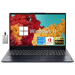 Lenovo 2022 IdeaPad 1 15.6" FHD Laptop, Intel Pentium Silver N6000 Processor, 12GB RAM, 256GB PCIe SSD, 720P HD Webcam, Dolby Audio, 1 Year Office, Blue, Win 11 S, 32GB Snowbell USB Card