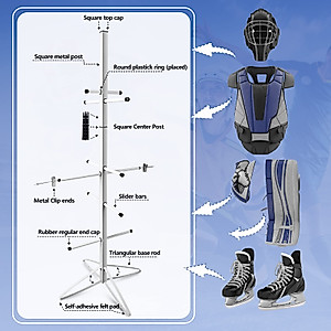 Hockey Equipment Dryer Rack Metal Hockey Equipment Gear Hockey Equipment Dryer Gear Holder Sports Tree Dryer Stand Deluxe Model Gear Drying Rack for Boys Hockey Football Lacrosse 55 x 21 Inch (1 Pack)