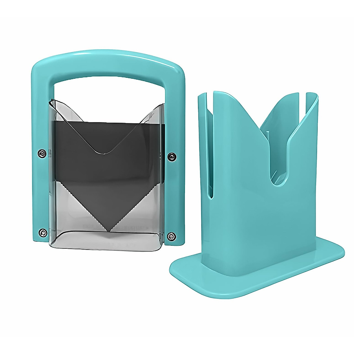 Bagel Slicer, Safety Handle, Bagel Cutter Stainless Steel (Aqua Sky)