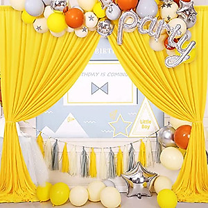 10x10 Yellow Backdrop Curtain for Parties Wrinkle Free Lemon Yellow Photo Curtains Backdrop Drapes Fabric Decoration for Birthday Party Wedding Baby Shower 5ft x 10ft,2 Panels