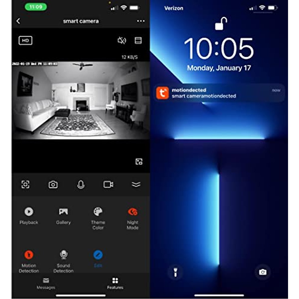 EighteenXVIII Smart Camera 1080P Home Alarm System with Two-Way Audio - Portable Security Cam with Night Vision and Motion Detection - Indoor WiFi Camera for Home - 24/7 Recording Plugged in