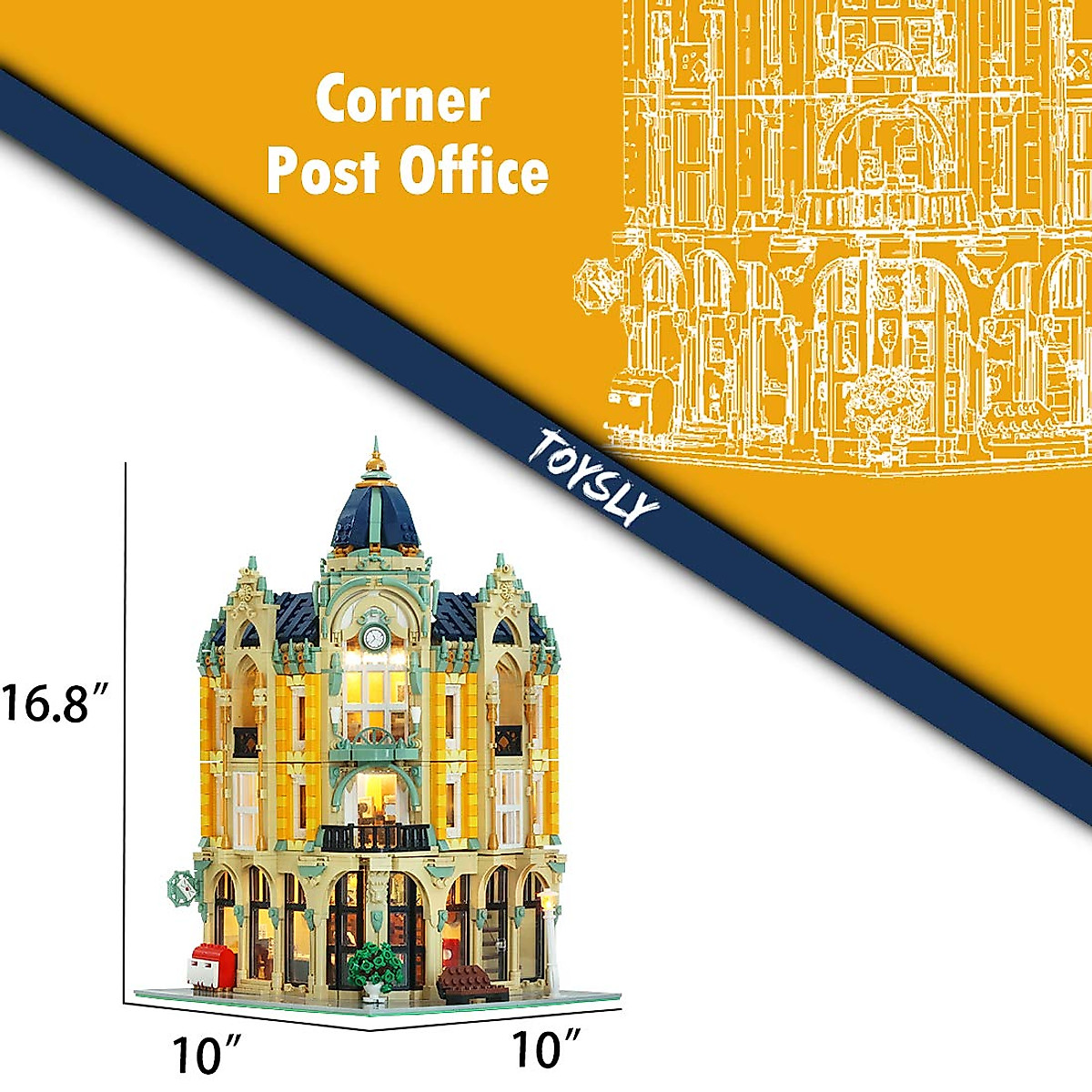 TOYSLY Street Corner Post Office MOC Building Blocks and Engineering Toy, Construction Set to Build, Model Set and Assembly Toy for Teens and Adult 4004Pieces