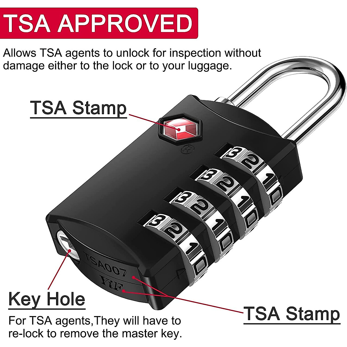 ZHEGE TSA Approved Locks, Luggage Locks, 3 Dial TSA Lock for Suitcases, Backpack, Baggage (Rose Gold)