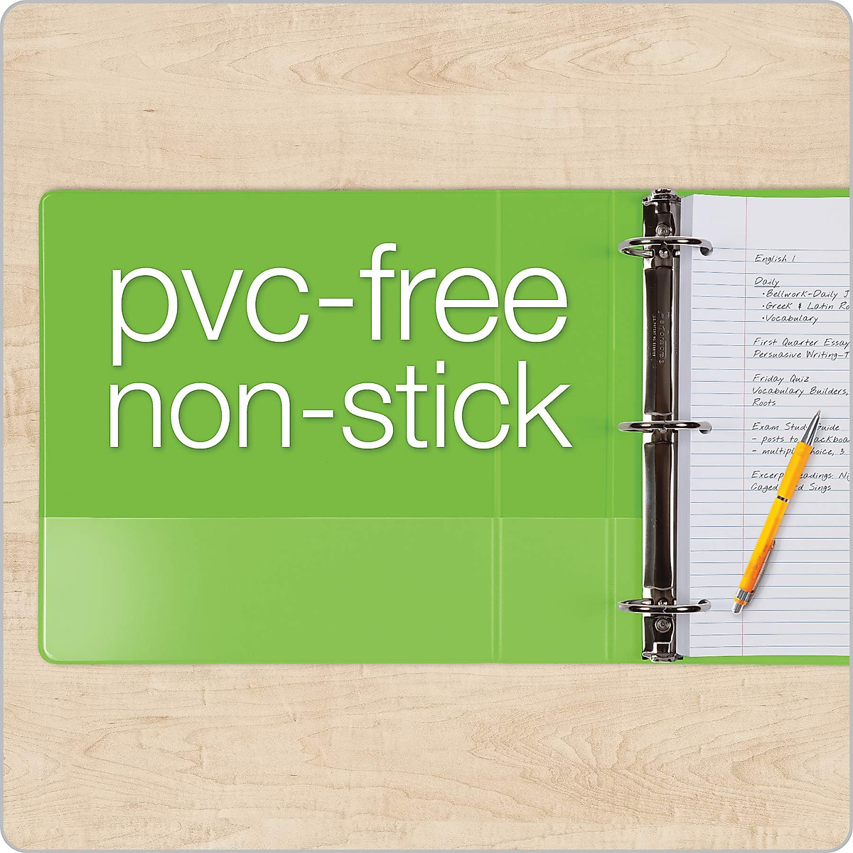 Cardinal 3 Ring Binders, 2 Inch Binder with Round Rings, Holds 475-Sheets, ClearVue Covers, Non-Stick, PVC-Free, Assorted Colors, 4 Pack (29311)