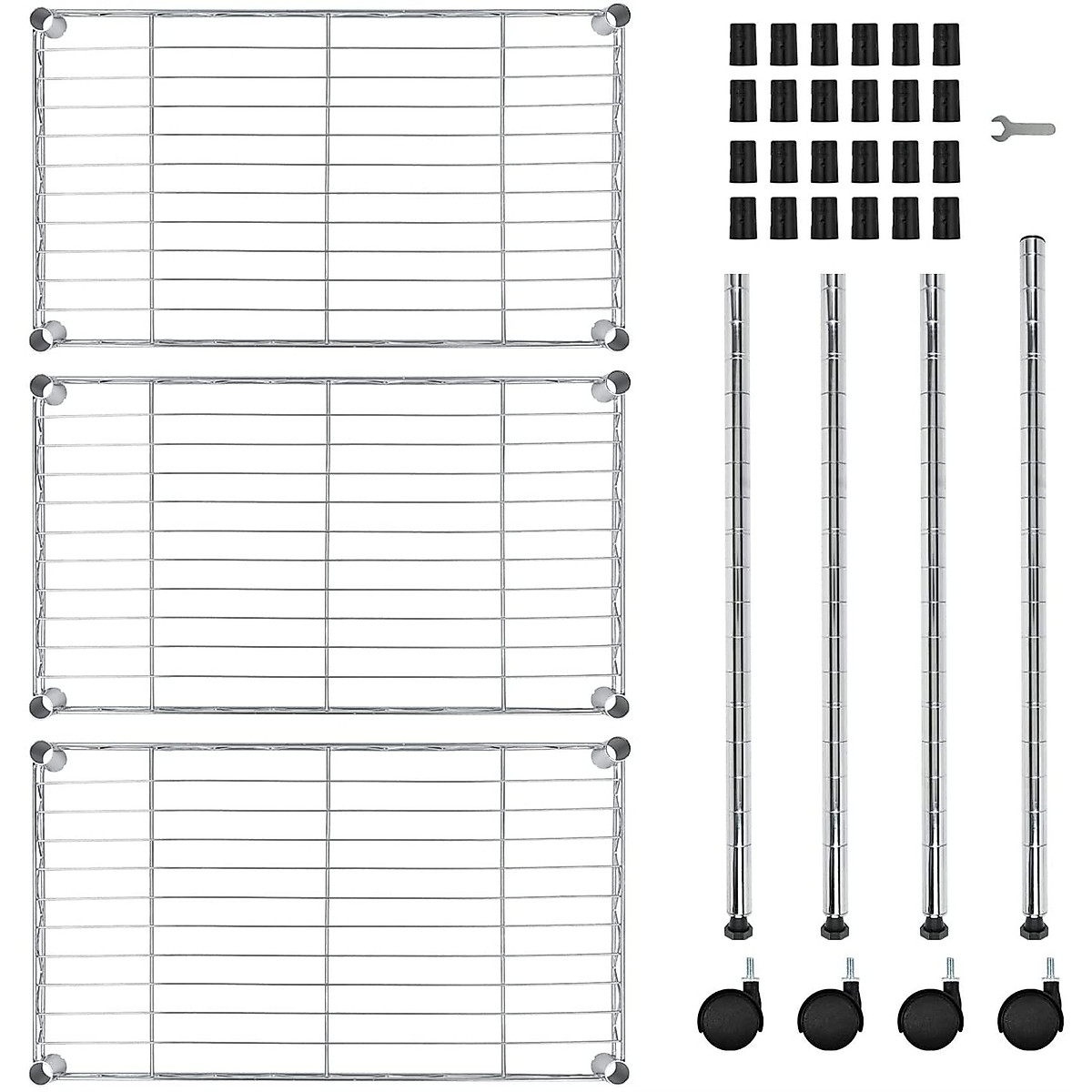 PRODCA Simple Deluxe Heavy Duty 3-Shelf Shelving Unit, 24" D x 14" W x 20" H, 3 Tier