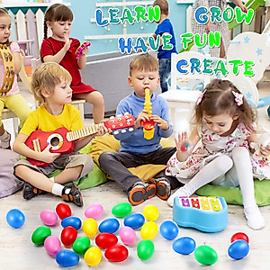100 Pieces Egg Shakers Musical Instruments Percussion Maracas Egg for Kids Toys Plastic Easter Shaker for Learning DIY Painting, Classroom Music, Rhythm(5 Color)