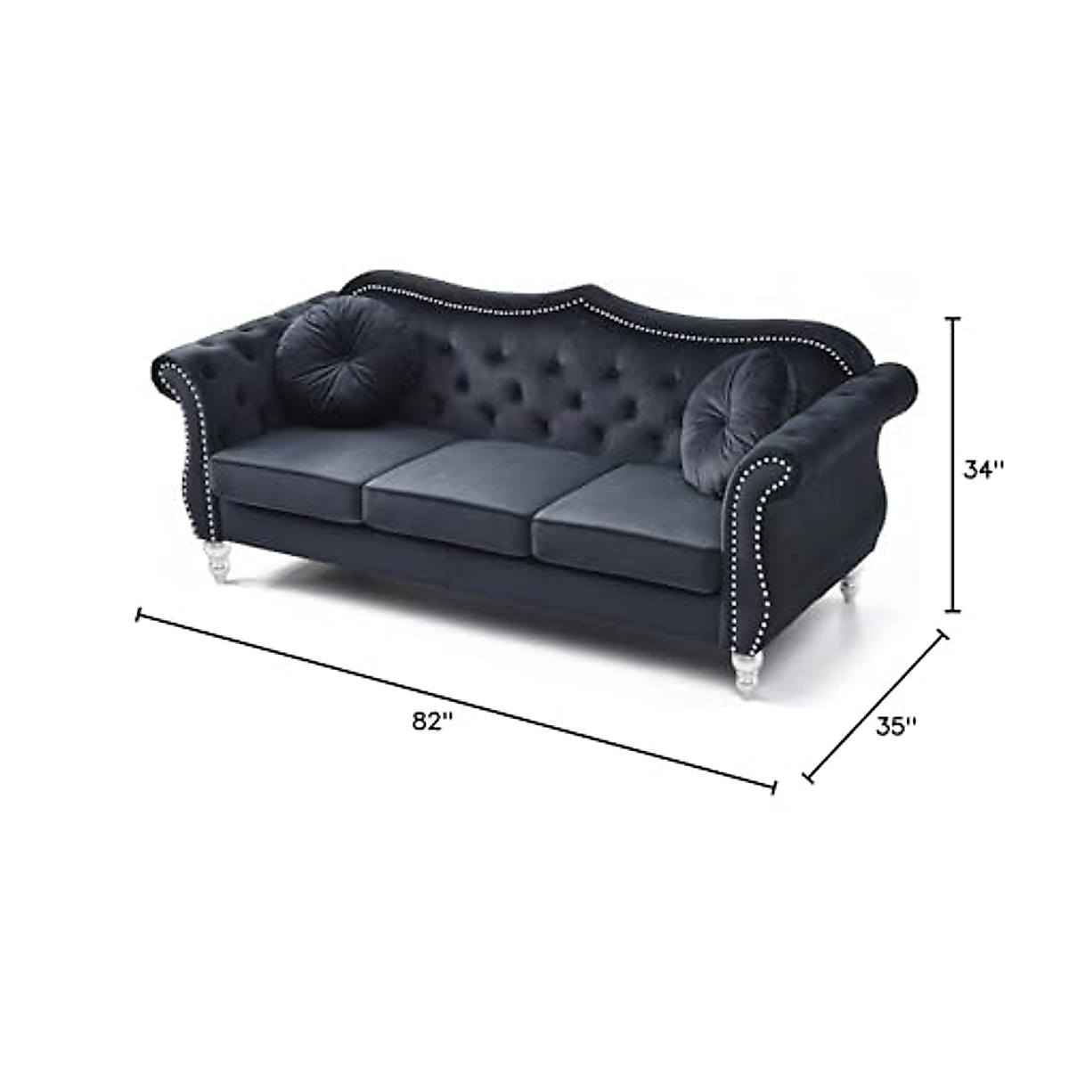 Glory Furniture Hollywood Velvet Sofa in Black