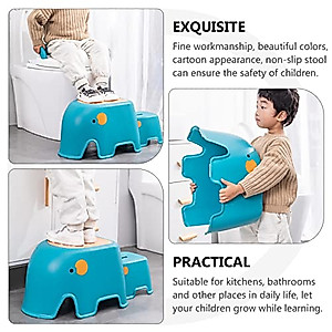 HONMEET 2pcs Chairs Stool Textured Sitting Toilet Room Minimalist Plastic Bathroom Bedroom Practical Home Cartoon Toddler Kitchen Mini Safety Creative Potty Elephant Cute Step Loft