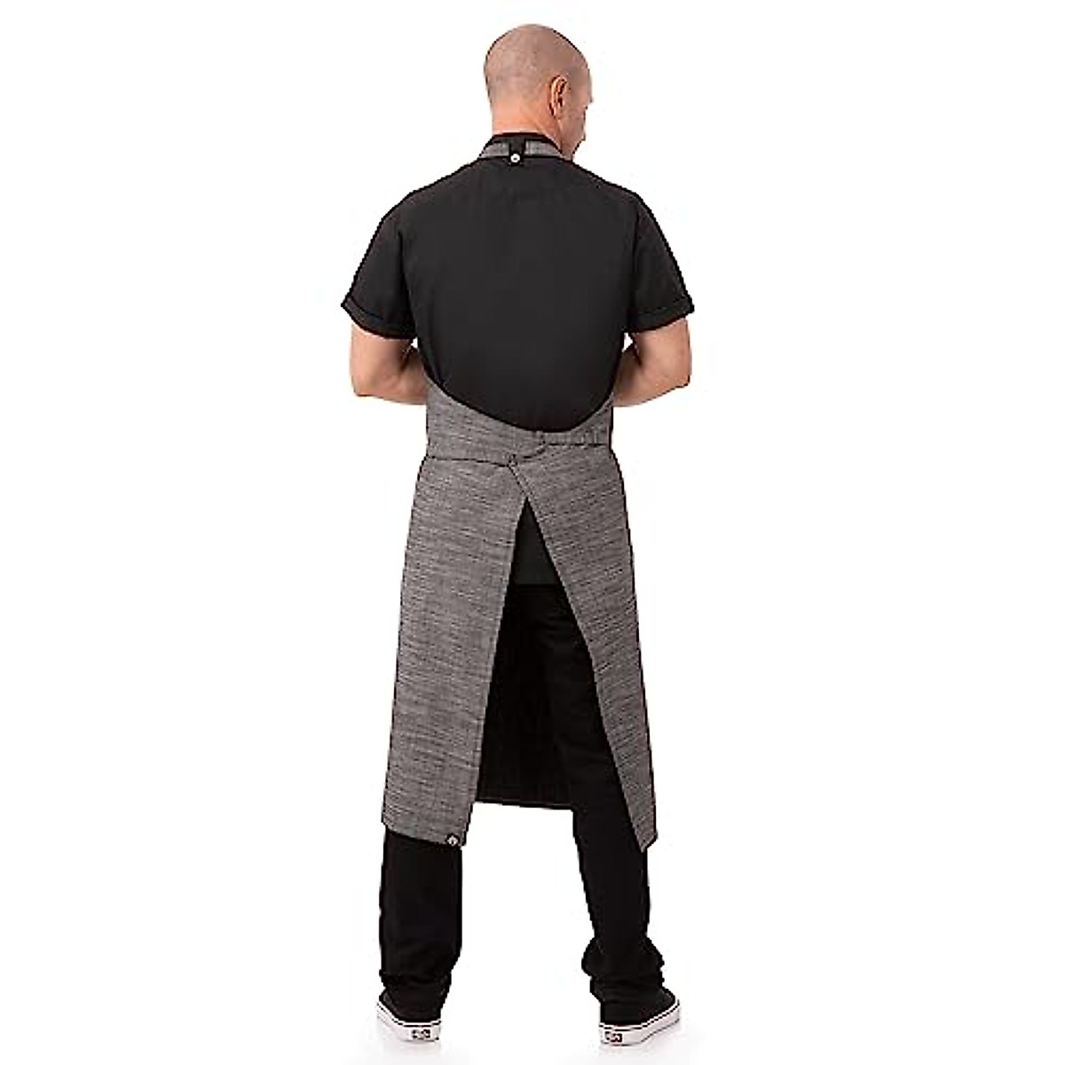 Chef Works Unisex Corvallis Chefs Bib Apron, Black Steel Grey, One Size