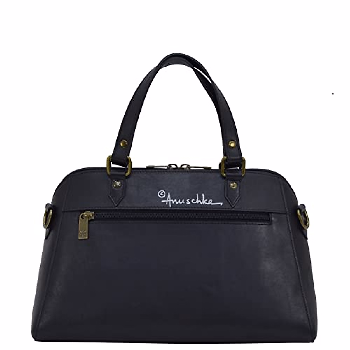 Anuschka Women's Hand Painted Genuine Vegetable Tanned Leather Wide Organizer Satchel - Hummingbird Black