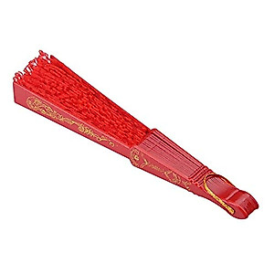 Decorative Folding Fans Chinese Style Lace Handheld Fans Folding Fan Dance Party Wedding Hand Fan Cool Bamboo Flower Handheld Fans Gift Hand Fan fan (Color : Red)
