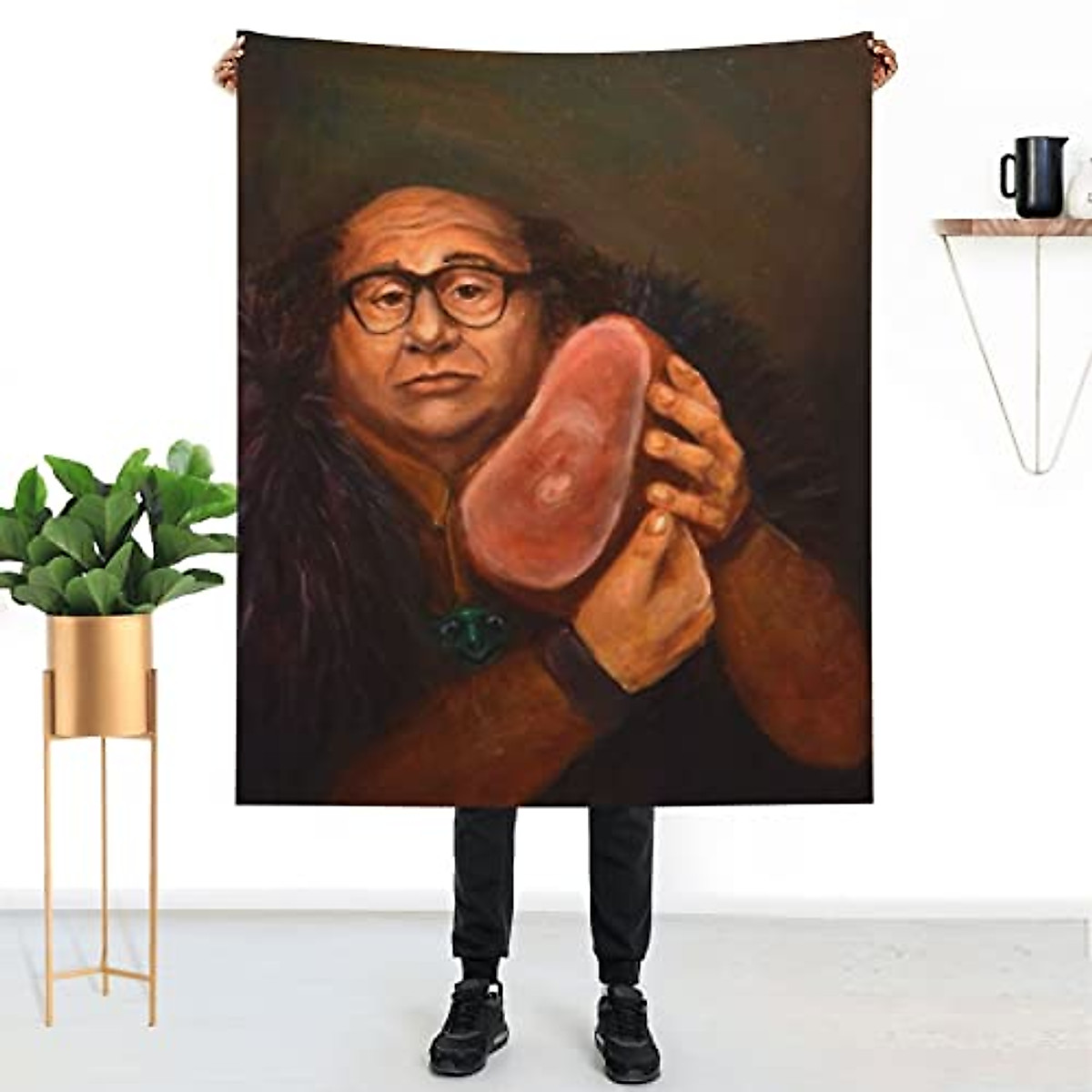 Danny and His Devito Beloved Ham Flannel Blanket Soft Cozy Lightweight Fluffy Microfiber Funny Meme Blanket All Season Fuzzy Plush Throw Blankets for Couch Sofa Bed 50"X40"