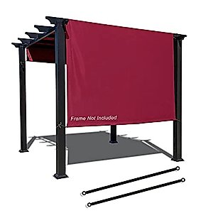 Alion Home Universal Waterproof Pergola Shade Cover – Pergola Replacement Canopy – Outdoor Adjustable Shade Cover with Heavy Duty Weighted Metal Rods (16' x 7', Burgundy Red)