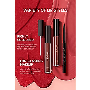 3Pcs Dark Brown Matte Liquid Lipstick, Lip Liner, Lip Gloss Trio Lip Set - One Step Lips Makeup Kits Waterproof Long-Lasting Moisturizing Velvety Nude Lip Stain Make Up Gift Set (11#)