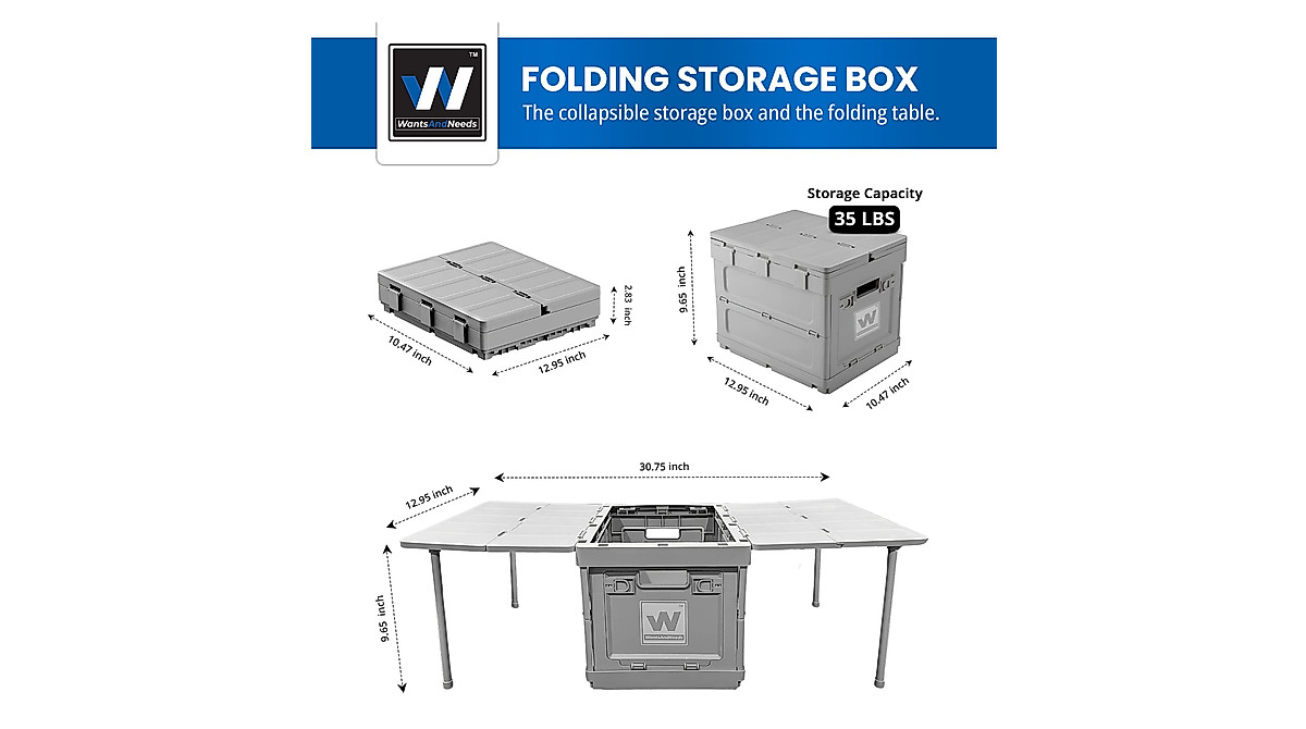 W WANTSANDNEEDS Folding Storage Bin - Space-Saving & Versatile