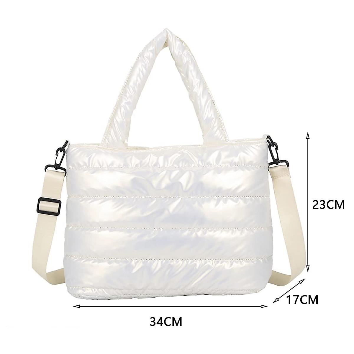 AZURAOKEY Puffer Tote Bag for Women, Quilted Cotton Padd, Women t Lattice Pattern Shoulr Bag nter n Cotton Padd Shoulr Bag n Padding-e