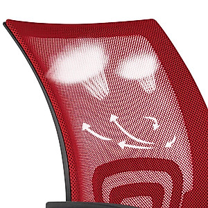 Yaheetech 2pcs Ergonomic Mesh Office Chairs, Computer Chair with Lumbar Support & 360° Rolling Casters 276lb Weight Capacity, Mid-Back Height Adjustable Task Chairs Red