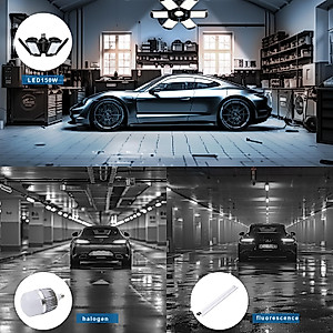 Doeklpo 2 Pack LED Garage Lights,150W LED Shop Light,15000LM LED Garage Ceiling Lights,Garage LED Lighting with 6+1 Deformable Panels,E26/E27 Garage Lights Ceiling LED for Warehouse Garage,Workshop