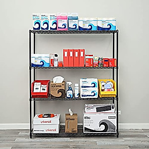 Alera ALESW206018BA All-Purpose Wire Shelving Starter Kit, 4-Shelf, 60 X 18 X 72, Black Anthracite+