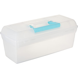 ArtBin 83805 Essentials Lift-Out Tray Box, Portable Art & Craft Organizer with Handle and Tray, Clear