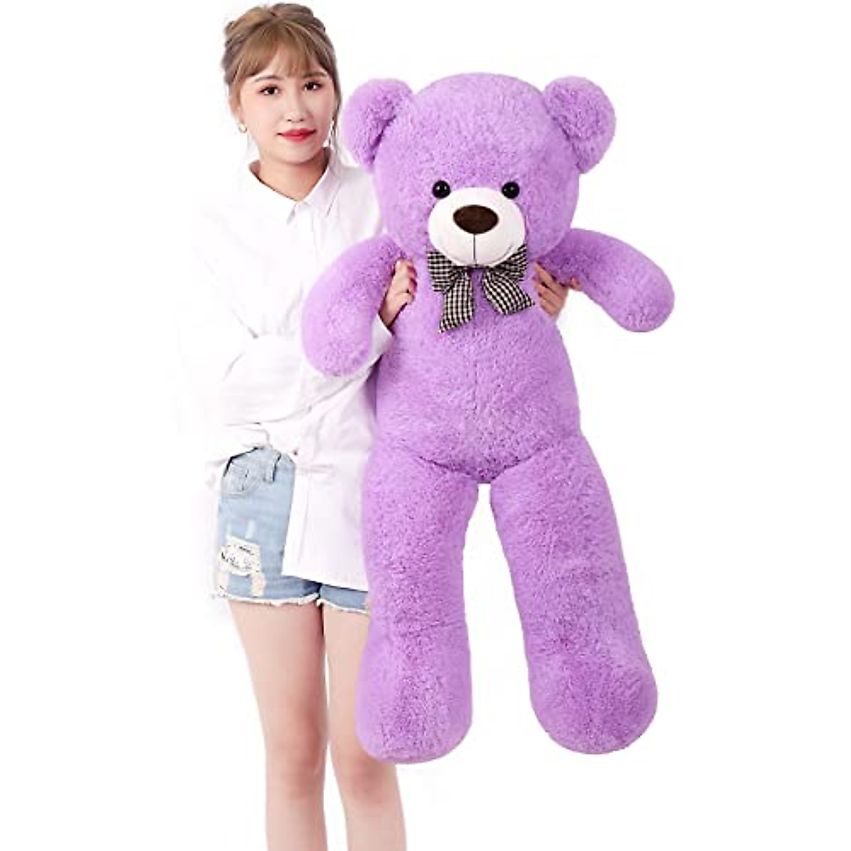 SNOWOLF 1.2M Giant Teddy Bear Plush Toy 4ft Big Cuddly Stuffed Animals Doll Gift for Valentines Kids Girlfriend (Purple, 47 in/120cm)