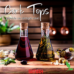 Simax Borosilicate Glass Oil & Vinegar Dispenser Set - 2 x 8 Oz Olive Oil & Vinegar Cruet with Cork Top