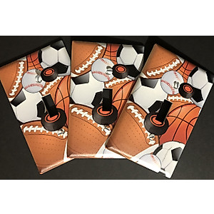Kids Sports Decor Light Switch Cover Plate Soccer, Football, Baseball, Hockey Decorative Nursery Teen Toddler Room Bedroom Bathroom Playroom DIY Wall Decoration (Sports)
