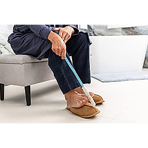 Burlingham's Toe and Foot Towel Brush with Reusable Drying Covers for Cleaning Between Toes, Soft Skin Exfoliation, Long 17” Handle for Seniors, Adults, or Kids, Washable Cloth