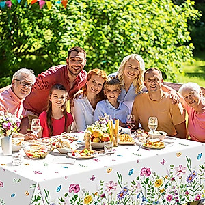 4Pcs Spring Floral Plastic Tablecloth,Pink Purple Blue Flower Butterfly Disposable Table Cover for Home Decor Summer Spring Picnic Dining Holiday Weeding Birthday Tea Party Decorations,54x108 Inch