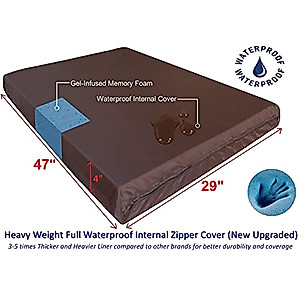 Dogbed4less XL Orthopedic Waterproof Memory Foam Dog Bed with Durable Denim Cover for Large Dogs and Extra Pet Bed Cover, 47X29X4 Fits 48X30 Crate