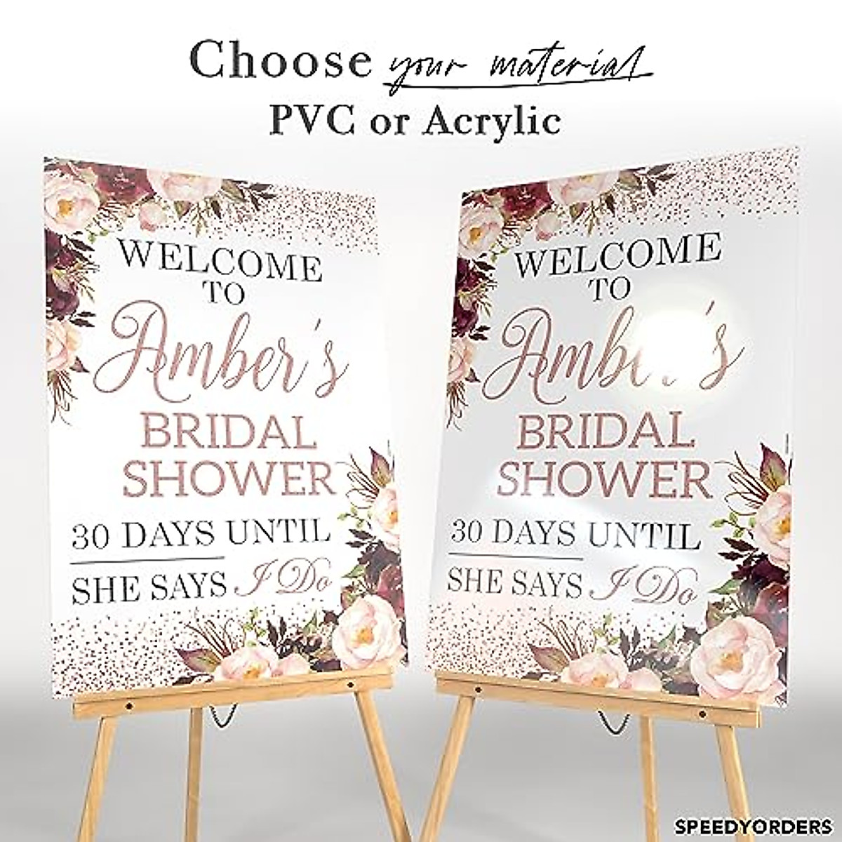 Rose Gold Bridal Shower Sign - Custom Bridal Shower Welcome Sign - Personalized Bridal Shower Backdrop - Floral Bridal Shower Banner
