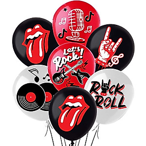Rock and Roll Party Decoration Balloons 12'' Latex Balloons for Music Theme Party Decorations 1950's Birthday Party Supplies 50s 60s Rock Party Favors