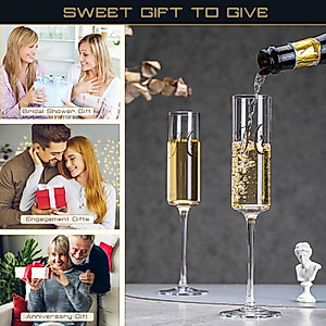 Yeegook Wedding Gifts for Bride and Groom, Mr and Mrs Champagne Flutes, Bridal Shower Gifts, Engagement Gift, Wedding Toasting Glasses with Cake Cutting Set for Wedding Anniversary Engagement