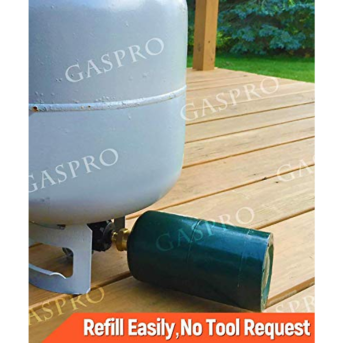 GASPRO Propane Refill Adapter and 5 FT Braided POL Propane Hose Adapter with Gauge, for Coleman Camp Stove, Buddy Heater to LP Cylinder, POL Connection