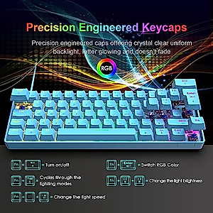 SELORSS ZIYOULANG T60 60% Compact Mechanical Gaming Keyboard RGB Chroma Type C Ergonomic Mini Keyboard UK Layout 12000DPI Gaming Mouse Honeycomb Shell for PC/PS4/PS5/Xbox(Blue Switch)