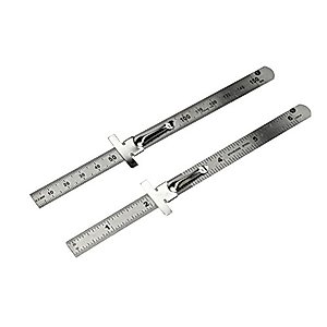 SE Stainless Steel SAE Metric Ruler Set - Stainless Steel Precision Ruler Measuring Tool - Detachable Clips - Set of 2 Pcs - 925PSR-2