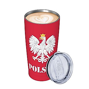 VKKOEWL Poland Polish Flag Stainless Steel Insulated Tumbler 20 Oz Travel Water Bottle Coffee Mug Drink Cup With Lid Straw