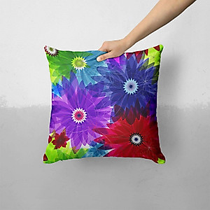 iiRov Boldly Colored Flowers - Custom Decorative Home Decor Indoor or Outdoor Throw Pillow Cover for Sofa, Bed or Couch Cushion (Pillow CASE Cover ONLY)