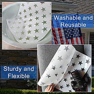 WISYOK Jumbo American Flag 50 Star Stencil Template, 24.5'' x 17.5'', 3 Sizes Large Plastic Stencil Template for Painting on Wood, Fabric, Paper, Airbrush, Walls Art