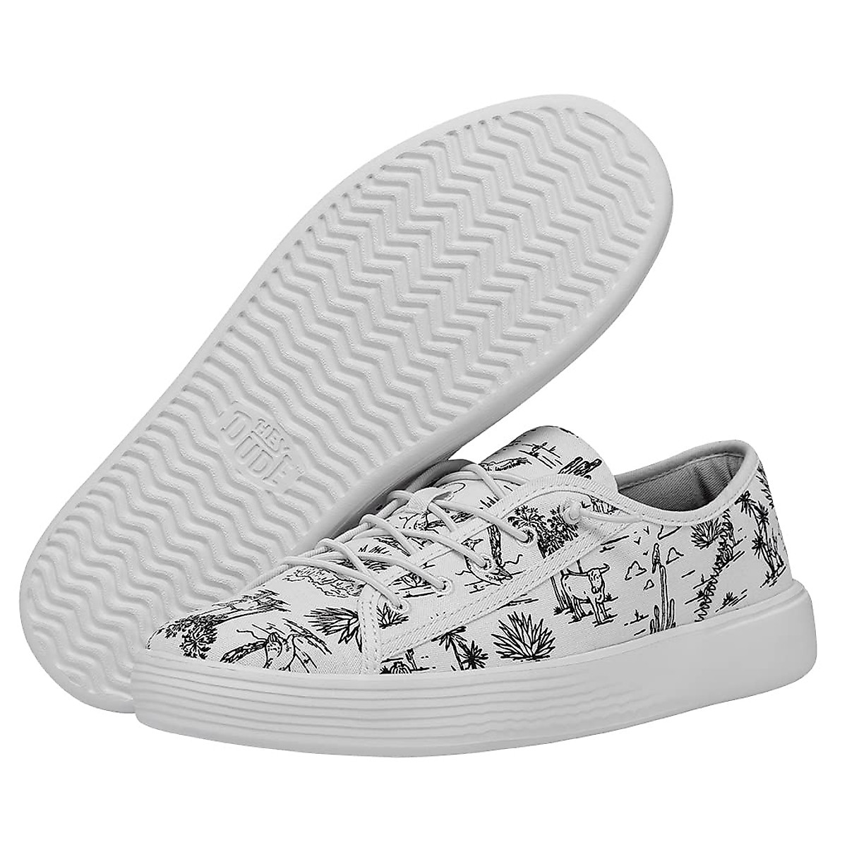 Hey Dude Cody Desert White/Black Men's 10 & Women's 12 | Unisex Sneakers | Unisex Slip On Shoes | Comfortable & Light-Weight