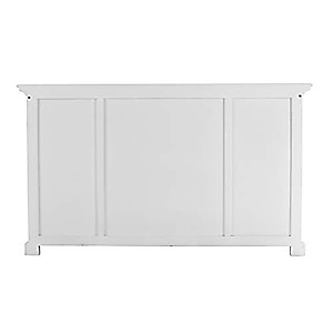 NovaSolo Halifax Mahogany Wood Buffet with 4 Doors 3 Drawers in White