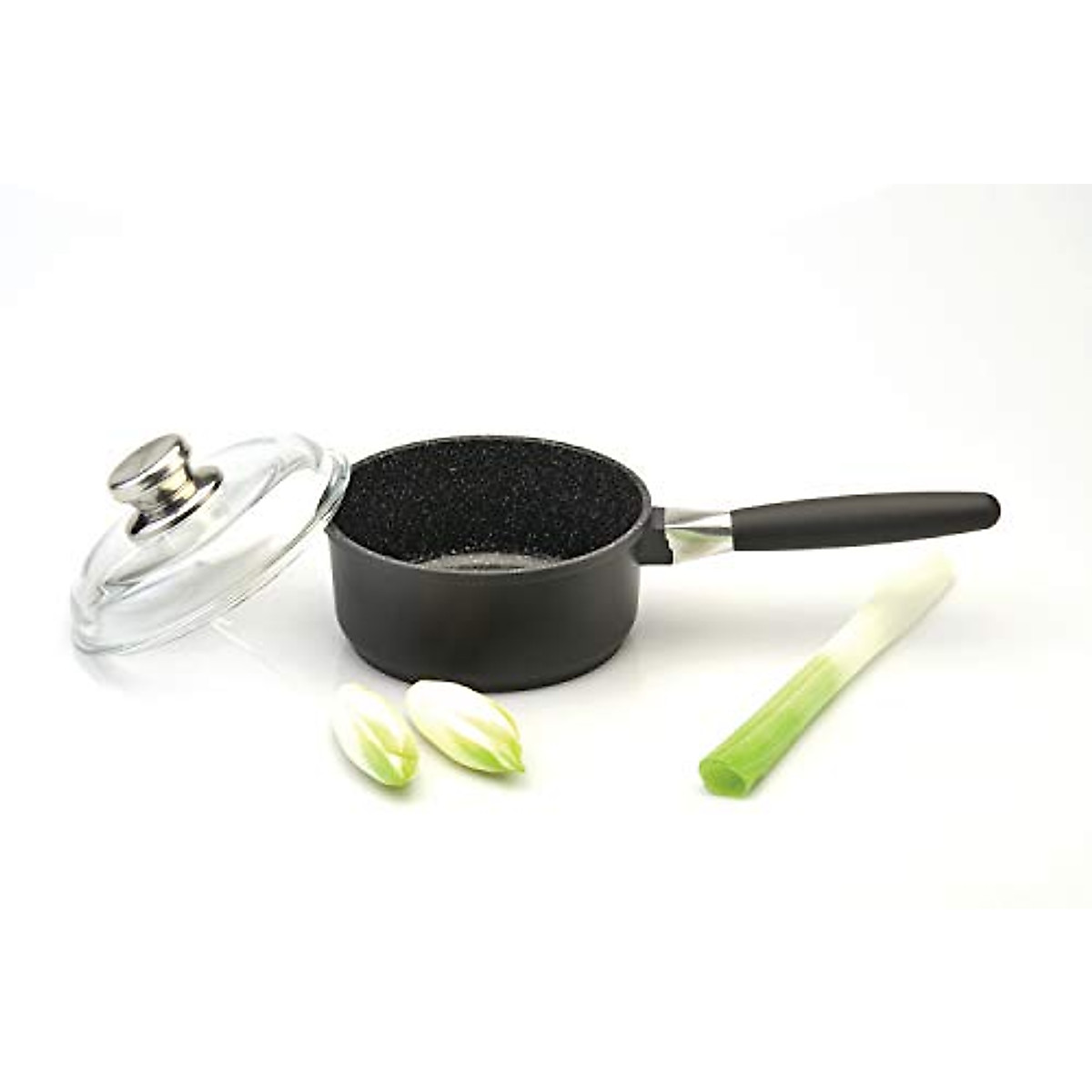 BergHOFF Scala Non-stick Cast Aluminum Saucepan 7" 2.2 qt. With Glass Lid Cast Aluminum Ferno-Green PFOA-Free Stay-cool Detachable Handle Induction Cooktop 3-layer Base Ceramic Coating