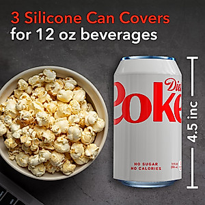 Skywin-Silicone Can Cover (Diet) - 3 Pack, Silicone Can Sleeve, Soda Can Sleeve, Hides Can by Disguising as a Can of Soda (Red)