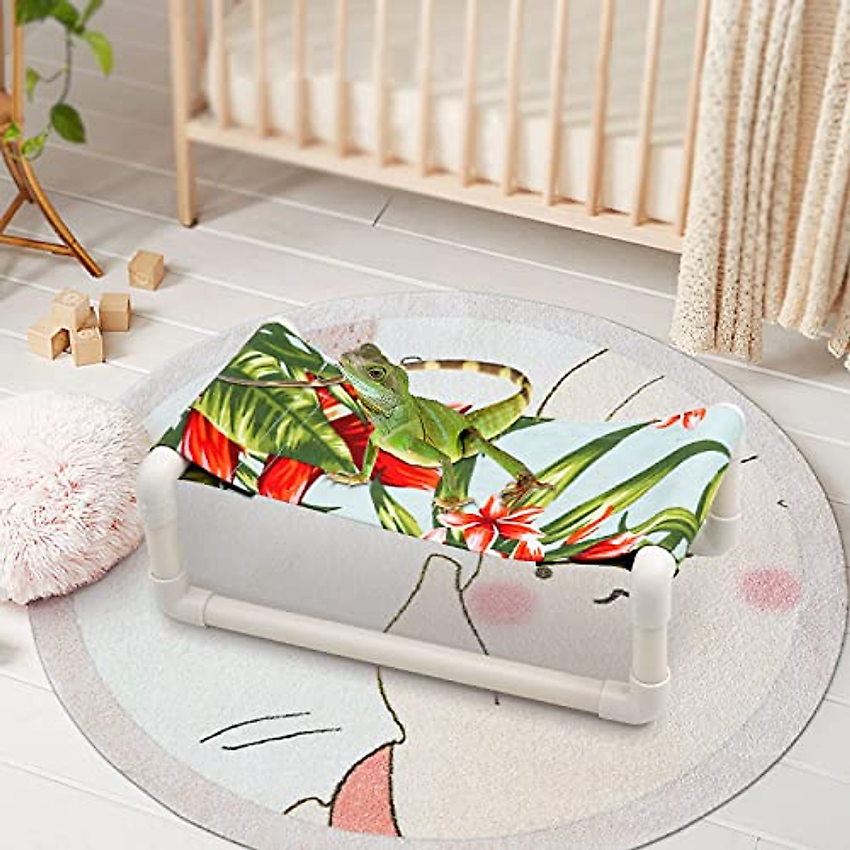Dnoifne Reptile Hammock Swing Hanging Bed, Lizard Hideout, Reptile Bed for Bearded Dragon Leopard Gecko Lizard (Safflower)