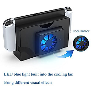 ZNKG Cooling Fan for Nintendo Switch OLED, Dock Fan with Blue Light for Switch OLED USB Powered Dobe