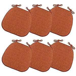 Chair Cushions for Dining Chairs 2/4/6pack, Thick Chair Pads with Ties Non Skid Back U-Shaped, 41*43cm Soft and Comfortable Seat Cushion for Kitchen Dining Chair ( Color : Orange , Size : Set of 6 )